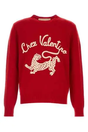 Valentino Garavani VALENTINO GARAVANI 100% Virgin Wool Cable Knit Sweater Red