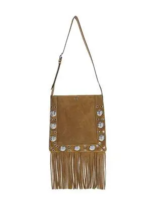 Valentino Garavani Suede Fringe Crossbody Bag - Beige