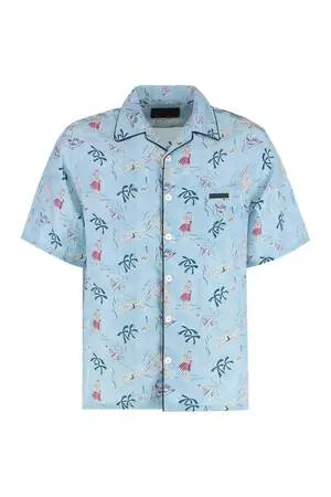 Prada Printed Viscose Silk-blend Shirt With Front Pocket
