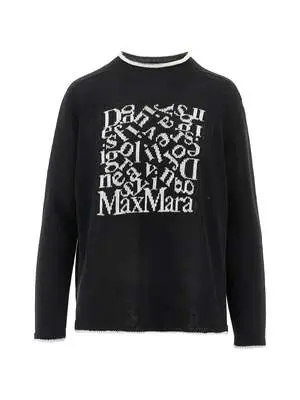 Max Mara Embroidered 100% Linen Sweater With Contrasting Trim