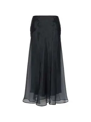 Max Mara Mid-rise Silk Skirt With Side Zip - Blu