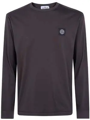 Stone Island Stone Island Men's Long-Sleeve Stone Washed Jersey T-Shirt Coalgrey