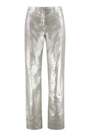 Max Mara Malika Linen Trousers - Silver
