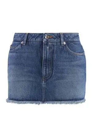 Dolce & Gabbana Mini Skirt With Rivets And Frayed Hem