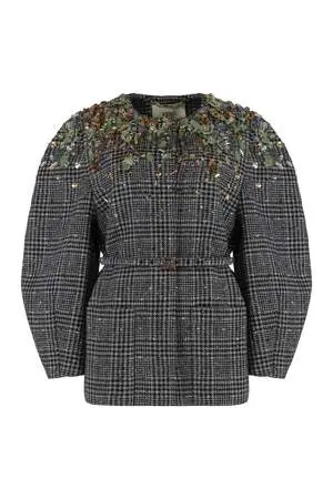 Fendi Embellished Wool Tweed Cocoon Jacket