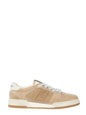 Fendi Match Suede Low-top Sneakers - Beige