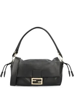 Fendi Baguette Medium Leather Handbag - Black
