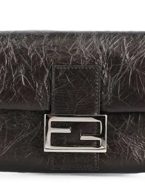Fendi Baguette Leather Shoulder Bag - Black