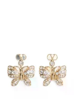 Valentino Garavani Flutterby Earrings In Metal And Swarovski® Crystals - Gold