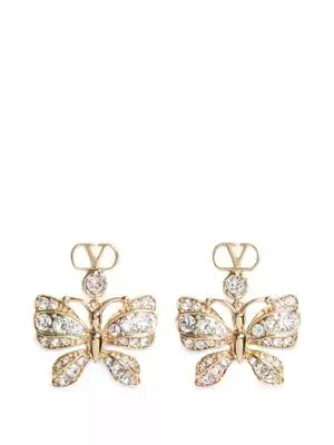 Valentino Garavani Butterfly Earrings In Metal And Swarovski Crystals - Gold