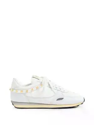 Valentino Garavani Stud Up Sneaker In Leather And Nylon - White
