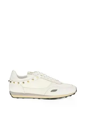 Valentino Garavani Studded Leather And Nylon Sneakers - White