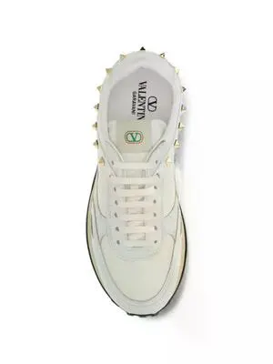 Valentino Garavani Studded Leather And Nylon Sneakers - White