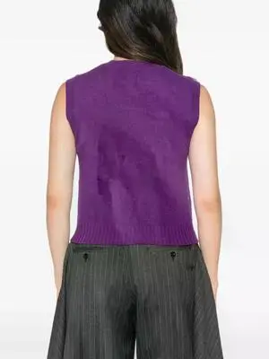 Eric Bompard Round Neck Knitted Vest - Purple
