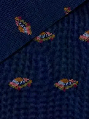 ARTURO Navy Car Print Fine Knit Socks