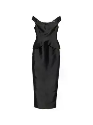 Solace London Pieta Off-shoulder Peplum-waist Maxi Dress - Black