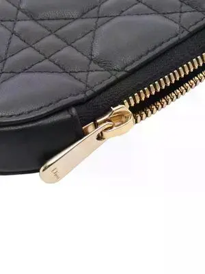 Dior 2000-2026 Lambskin Cannage Lady Call In Phone Holder Satchel - Black