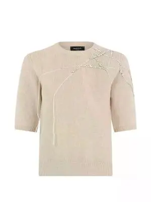 Fabiana Filippi Gauze Crystal-embellished Short-sleeve Sweater - Neutrals