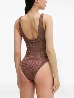 EA7 Logo-jacquard Swimsuit - Brown