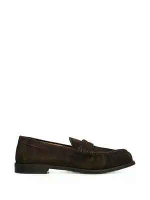 JULIE DEE Suede Slip-on Loafers - Brown