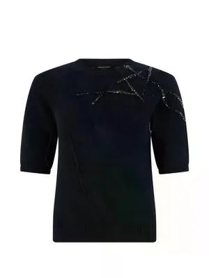 Fabiana Filippi Gauze Bead-embellished Short-sleeve Sweater - Blue