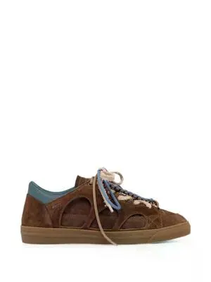 SANTHA Love Park Suede Cut-out Sneakers - Brown