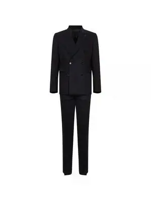 LARDINI Double-breasted Peak-lapels Suit - Black