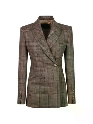 DONDUP Check-pattern Double-breasted Jacket - Brown