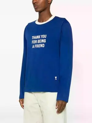 AMI Paris Slogan-print Long-sleeve T-shirt