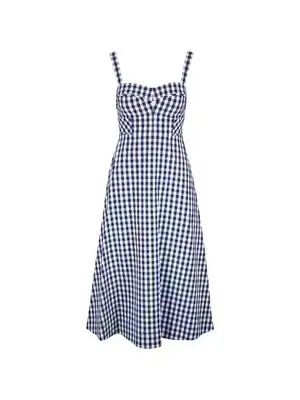 Veronica Beard Aila Gingham-print Midi Dress