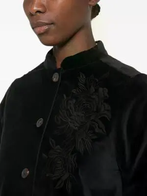 ROSSO 35 Embroidered Velvet Band Collar Jacket