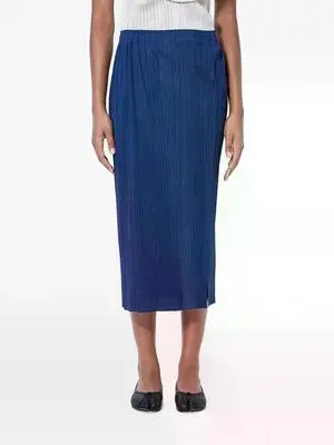 Issey Miyake Midi Monthly Colors Pleated Side-slit Skirt - Blue