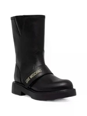 Moschino Logo-strap Leather Boots