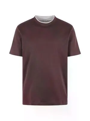 Eleventy Layered-neck Short-sleeve T-shirt - Brown