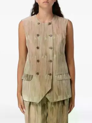 Emporio Armani Double-breasted Waistcoat In Oval-patterned Jacquard