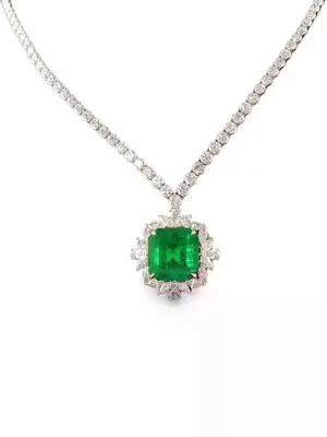 HYT JEWELRY Emerald And Diamond Necklace In 18k Gold - Silver