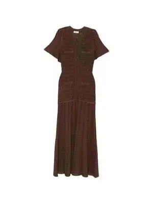 Sandro Sequin-embellished Knitted Maxi Dress - Brown