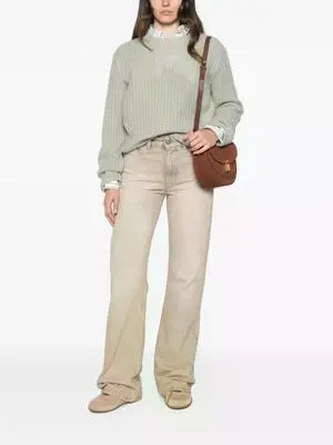 ALLUDE Ribbed-knit Crew Neck Sweater - Green