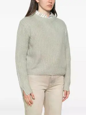 ALLUDE Ribbed-knit Crew Neck Sweater