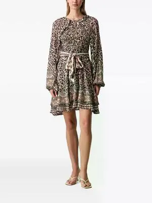 Farm Rio Abstract-pattern Mini Dress - Brown