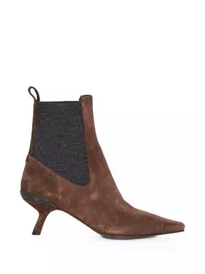 Brunello Cucinelli Monile-embellished Suede Ankle Boots - Brown
