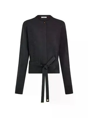 FERRAGAMO Wool Belted Cardigan - Grey