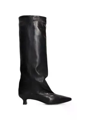 THE SELLER Pointed-toe Ruched High-knee Boots - Black