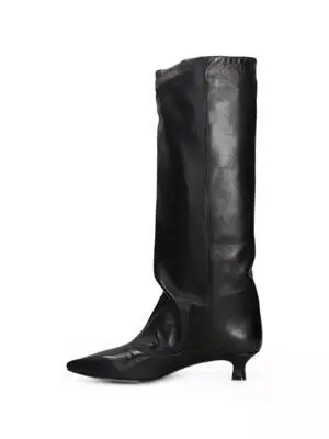 THE SELLER Pointed-toe Ruched High-knee Boots