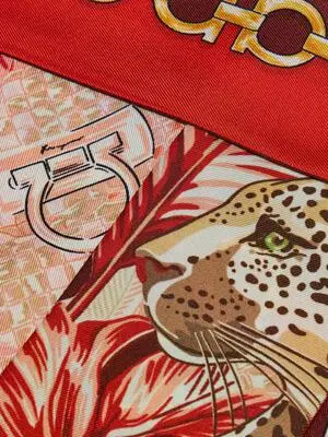 FERRAGAMO Feline-print Bandeau Scarf - Red