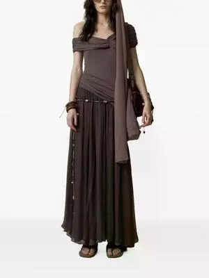 ELYWOOD Off-shoulder Ruched Maxi Dress