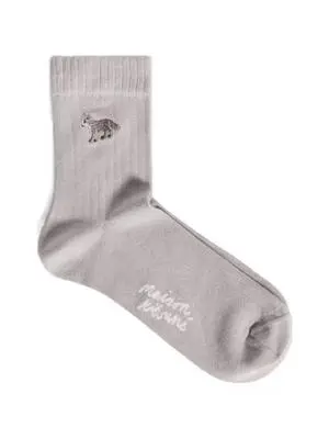 Maison Kitsuné Baby Fox Ribbed Socks - Grey