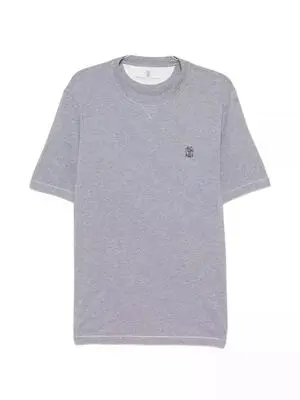 Brunello Cucinelli Logo-embroidered T-shirt - Grey