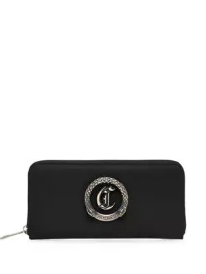 Just Cavalli Snake-logo Plaque Wallet - Black