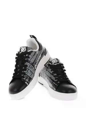 John Galliano Newspaper-print Lace-up Sneakers